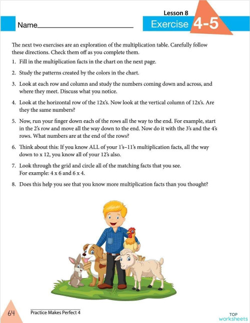 Lesson 8: Exercise 4-5 Pg 64-66. Interactive worksheet | TopWorksheets
