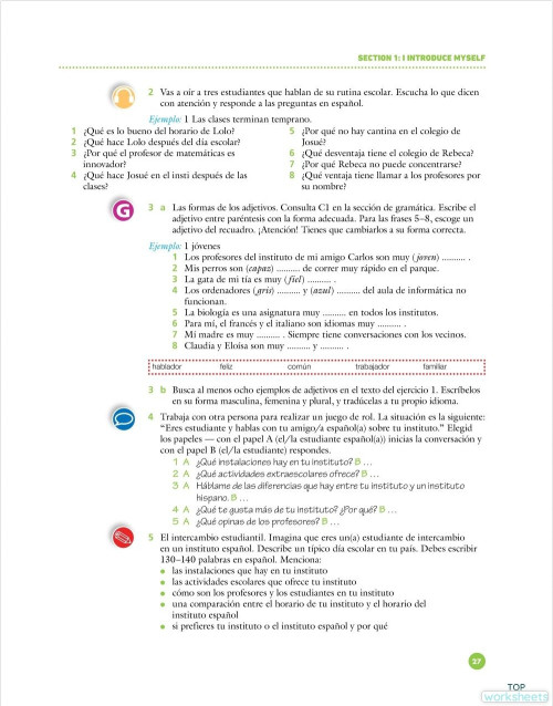 1. My home 27 Spanish Cambridge IGCSE. Ficha interactiva | TopWorksheets