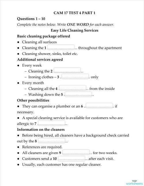 Cam 18_Test 2_Part 1_IELTS Listening practice. Interactive worksheet ...