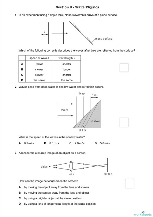 240616 Physics - Waves. Interactive worksheet | TopWorksheets