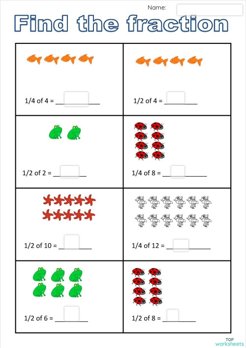 Find the fraction 2 Halves and quarters. Interactive worksheet ...