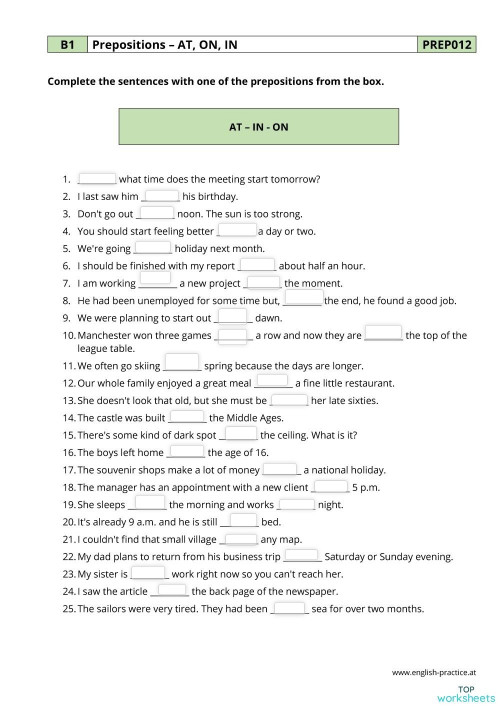 Prepositions 4. Interactive worksheet | TopWorksheets