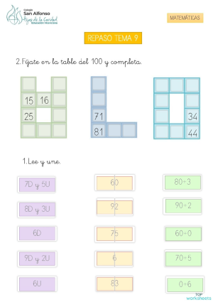 Matemáticas repaso tema 9. Ficha interactiva | TopWorksheets