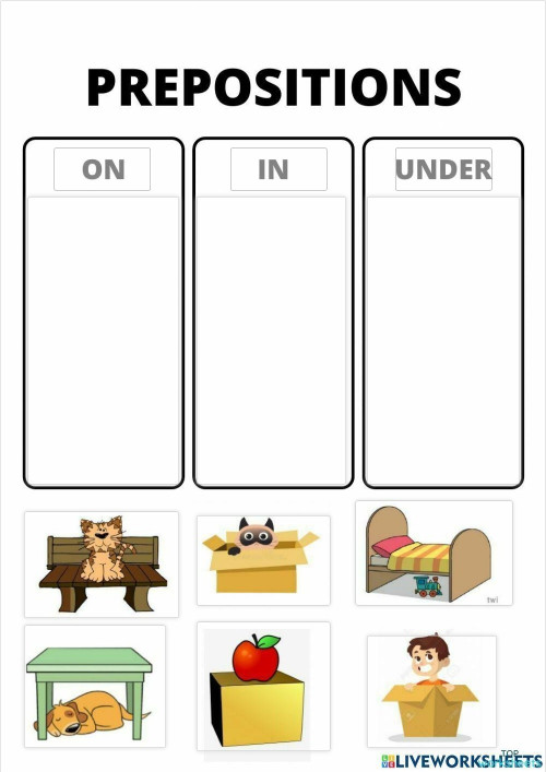 IN ON UNDER. Interactive worksheet | TopWorksheets