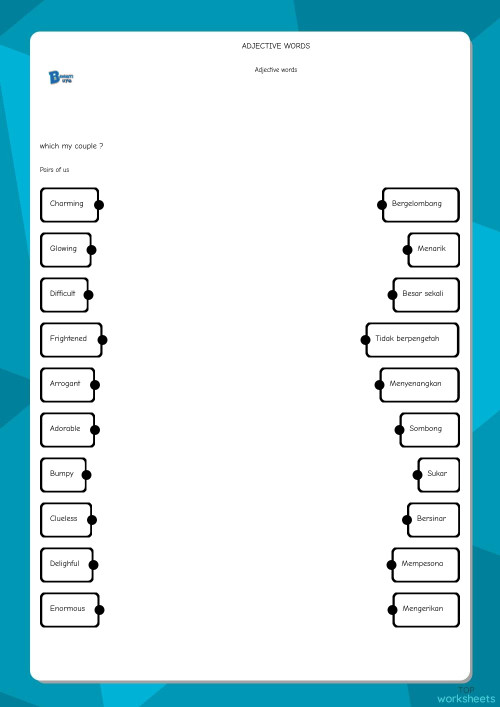 ADJECTIVE WORDS. Interactive worksheet | TopWorksheets