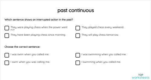 past continuous. Interactive worksheet | TopWorksheets