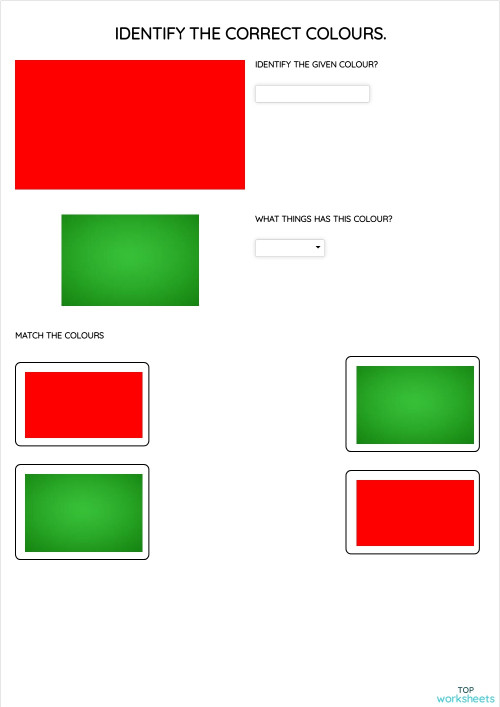 IDENTIFY THE CORRECT COLOURS.. Interactive worksheet | TopWorksheets