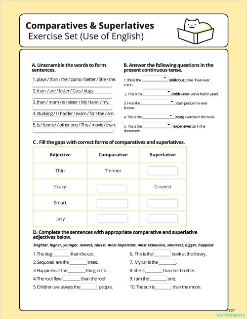 Compàratives & Superlatives_ Leslie Cadena A. Interactive worksheet | TopWorksheets