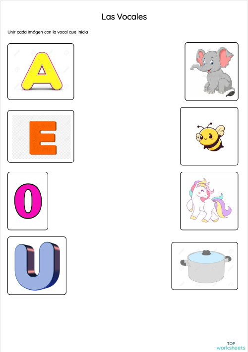 Las Vocales. Ficha interactiva | TopWorksheets