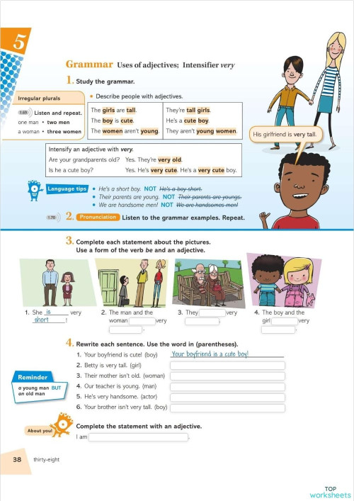 Grammar adjectives. Interactive worksheet | TopWorksheets