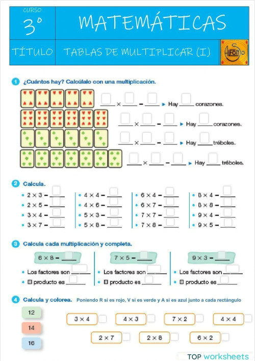 Multiplicación. Ficha interactiva | TopWorksheets