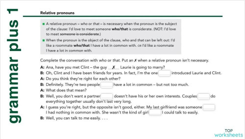 IC301 grammar plus 1. Interactive worksheet | TopWorksheets