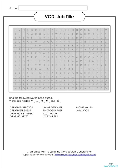 Visual Communication Design: Job Title. Interactive worksheet ...