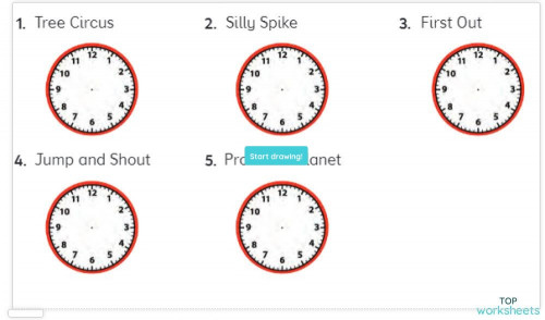 Draw the times of the programmes on the clock. Interactive worksheet ...