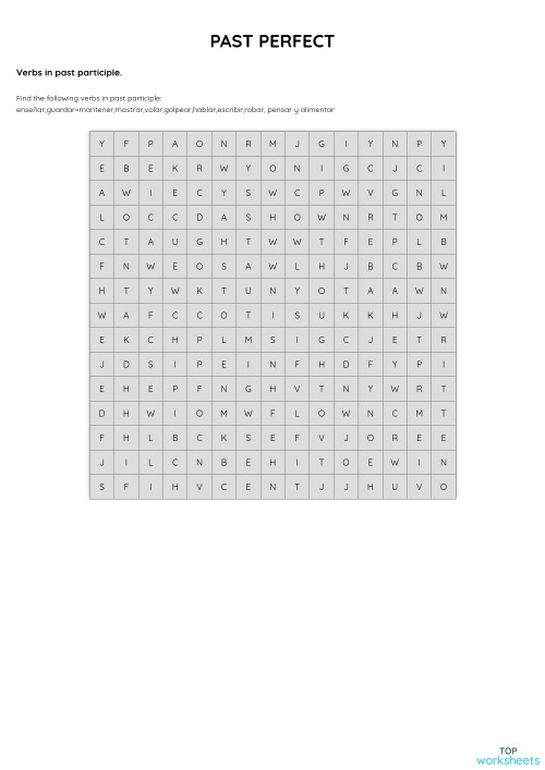 PAST PERFECT. Interactive worksheet | TopWorksheets
