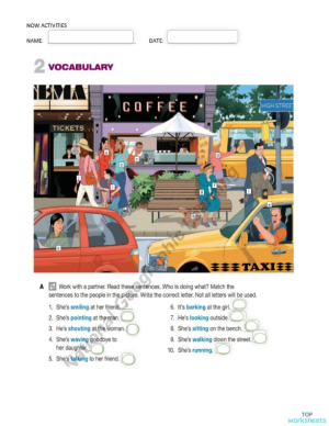 VOCABULARY - right now activities. Interactive worksheet | TopWorksheets