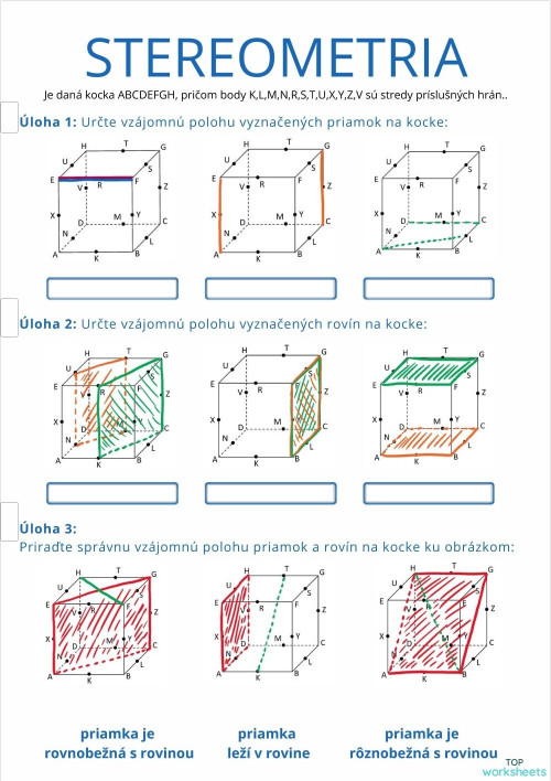 Stereometria - pracovný list. Interactive worksheet | TopWorksheets