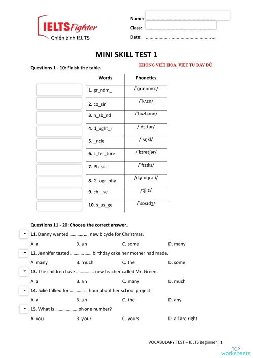 Assignment 1. Interactive worksheet | TopWorksheets