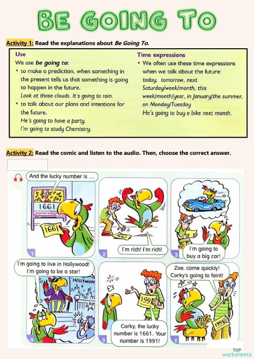 Be Going To - Affirmative and Negative Forms. Interactive worksheet ...