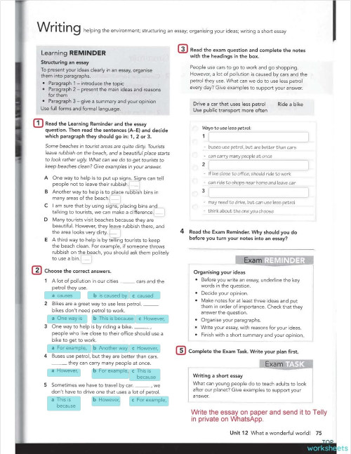Close-Up A2 U12 Writing. Interactive worksheet | TopWorksheets
