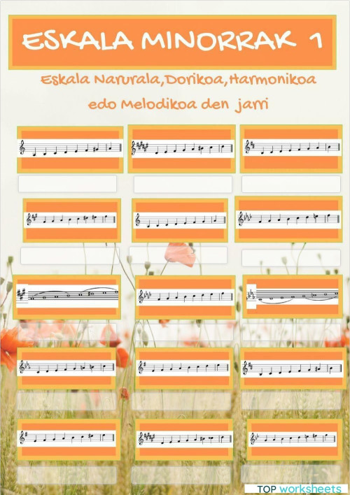 Eskala minorrak 1. Interactive worksheet | TopWorksheets