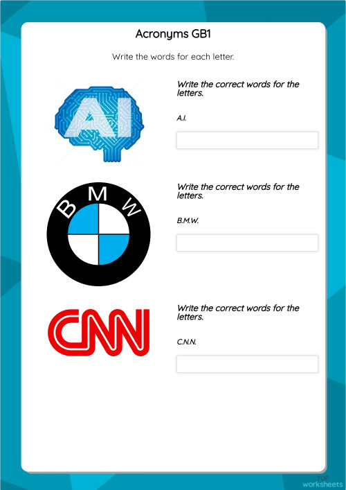 Acronyms GB1. Interactive worksheet | TopWorksheets