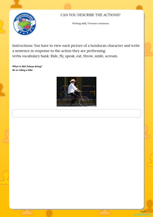 CAN YOU DESCRIBE THE ACTIONS?. Ficha interactiva | TopWorksheets