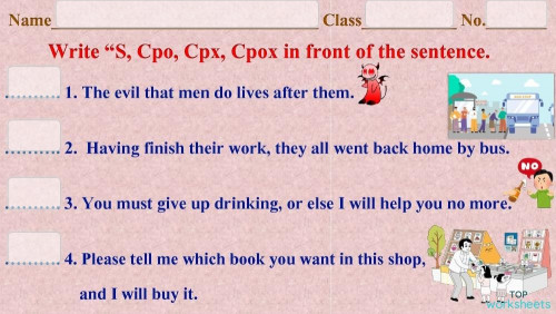 Compound-Complex Exercise. Interactive worksheet | TopWorksheets