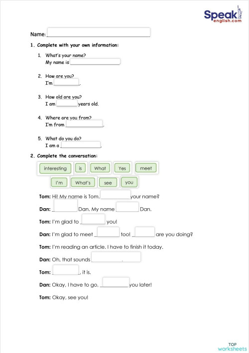 Teens Basic 1 - Exam. Interactive worksheet | TopWorksheets