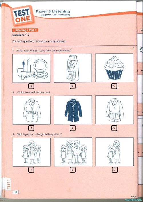 Cambridge B1 Test 1 Listening. Interactive worksheet | TopWorksheets