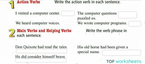 Main and Helping Verbs. Interactive worksheet | TopWorksheets