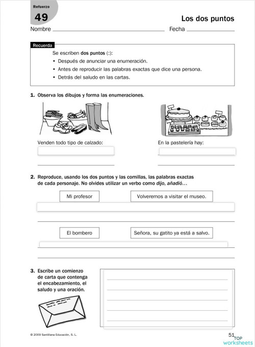 LOS DOS PUNTOS:. Ficha interactiva | TopWorksheets