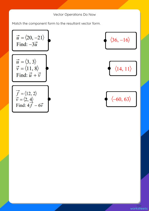 Vector Operations Do Now. Interactive worksheet | TopWorksheets