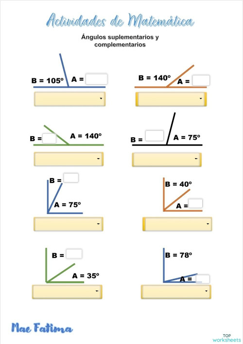 Ángulos: fichas interactivas y ejercicios online | TopWorksheets