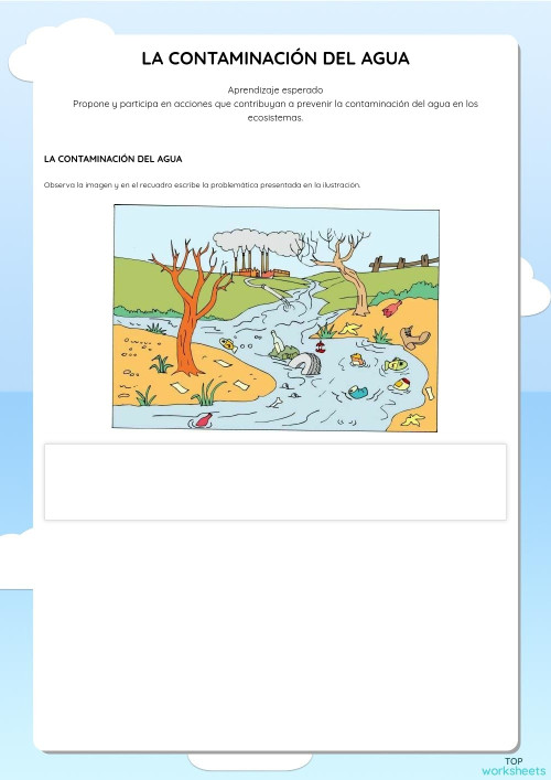 Hoja De Trabajo Sobre La Contaminación Del Agua En La Escuela Secundaria