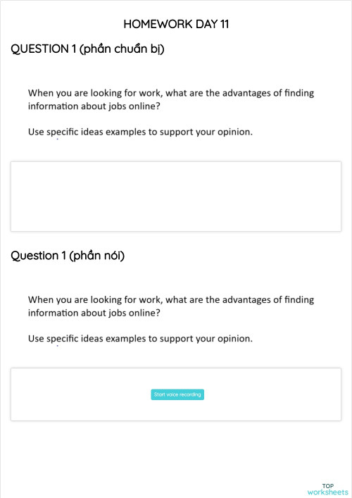 HOMEWORK DAY 11. Interactive worksheet | TopWorksheets