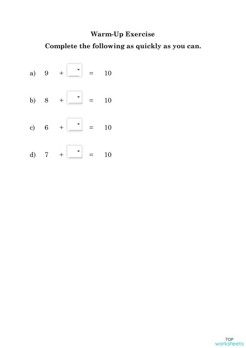 Making Ten Strategy Worksheet. Interactive worksheet | TopWorksheets