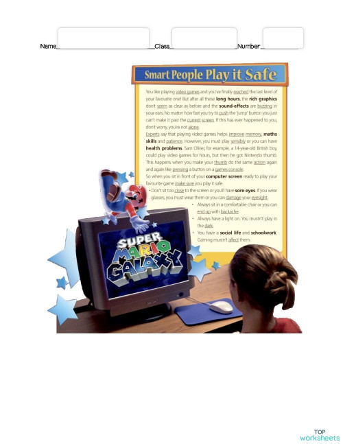 Reading Smart People Play it Safe. Interactive worksheet | TopWorksheets