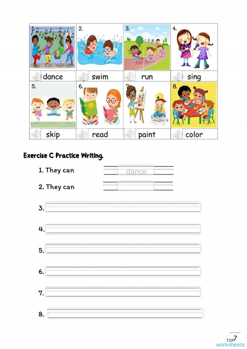 Unit 3 Things I can do Part 2. Interactive worksheet | TopWorksheets
