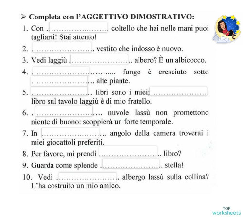 Interactive worksheets and online exercises in italian | TopWorksheets