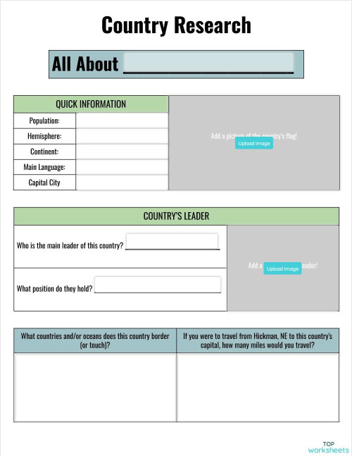 Country Research #1. Interactive worksheet | TopWorksheets