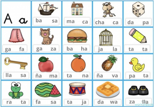 Escribir las sílabas con la vocal a. Ficha interactiva | TopWorksheets