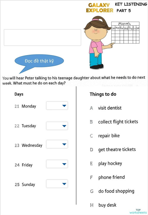 Listening practice 5.6. Interactive worksheet | TopWorksheets