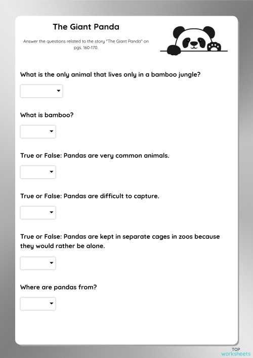 The Giant Panda. Interactive worksheet | TopWorksheets