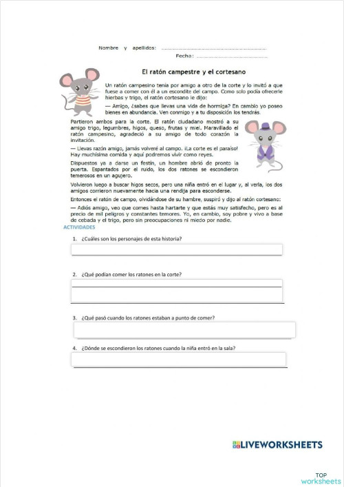 Comprensión lectora 2. Ficha interactiva | TopWorksheets