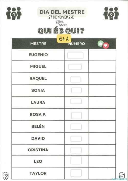 QUI ÉS QUI?. Fitxa interactiva | TopWorksheets