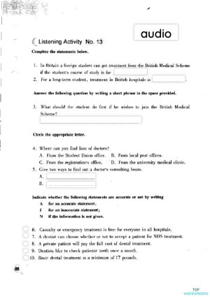 IELTS Listening Strategies - Unit 4 (Test 7 ). Interactive worksheet ...