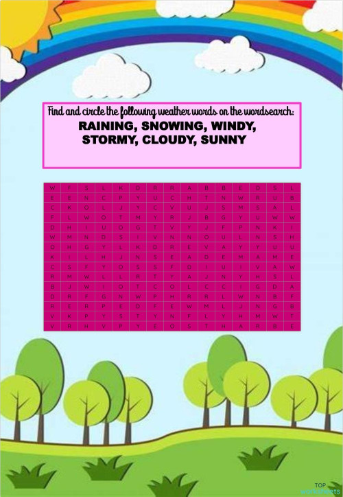 6 WEATHER WORDS, starter, SECOND. Interactive worksheet | TopWorksheets