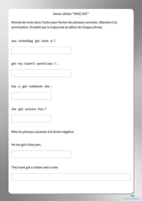 Anglais: interactive worksheets and online exercises | TopWorksheets