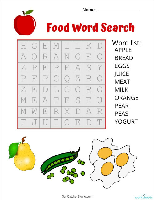 Food Wordsearch. Interactive worksheet | TopWorksheets